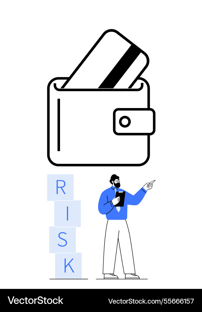 Financial risk metaphor with wallet card Vector Image