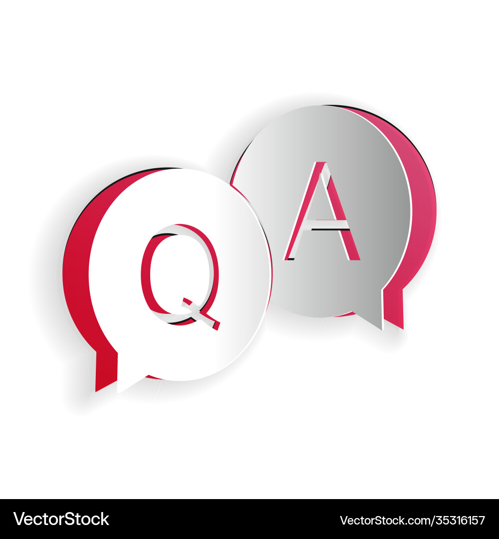 Paper cut question and answer mark in speech Vector Image
