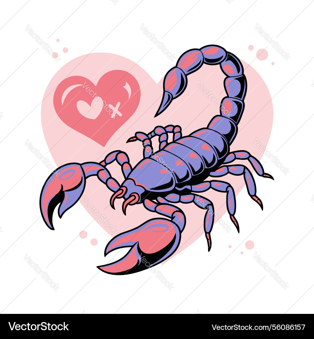 Romantic Scorpion with Heart Symbol Royalty Free Vector