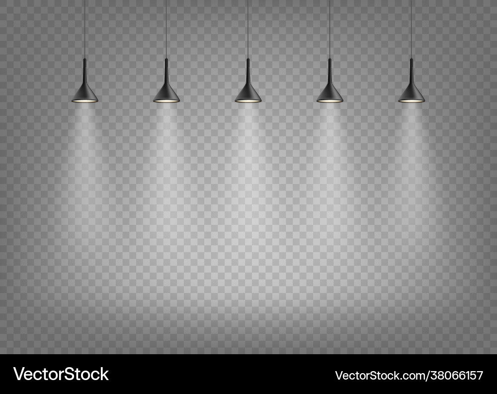 Spotlights on transparent background lamps Vector Image