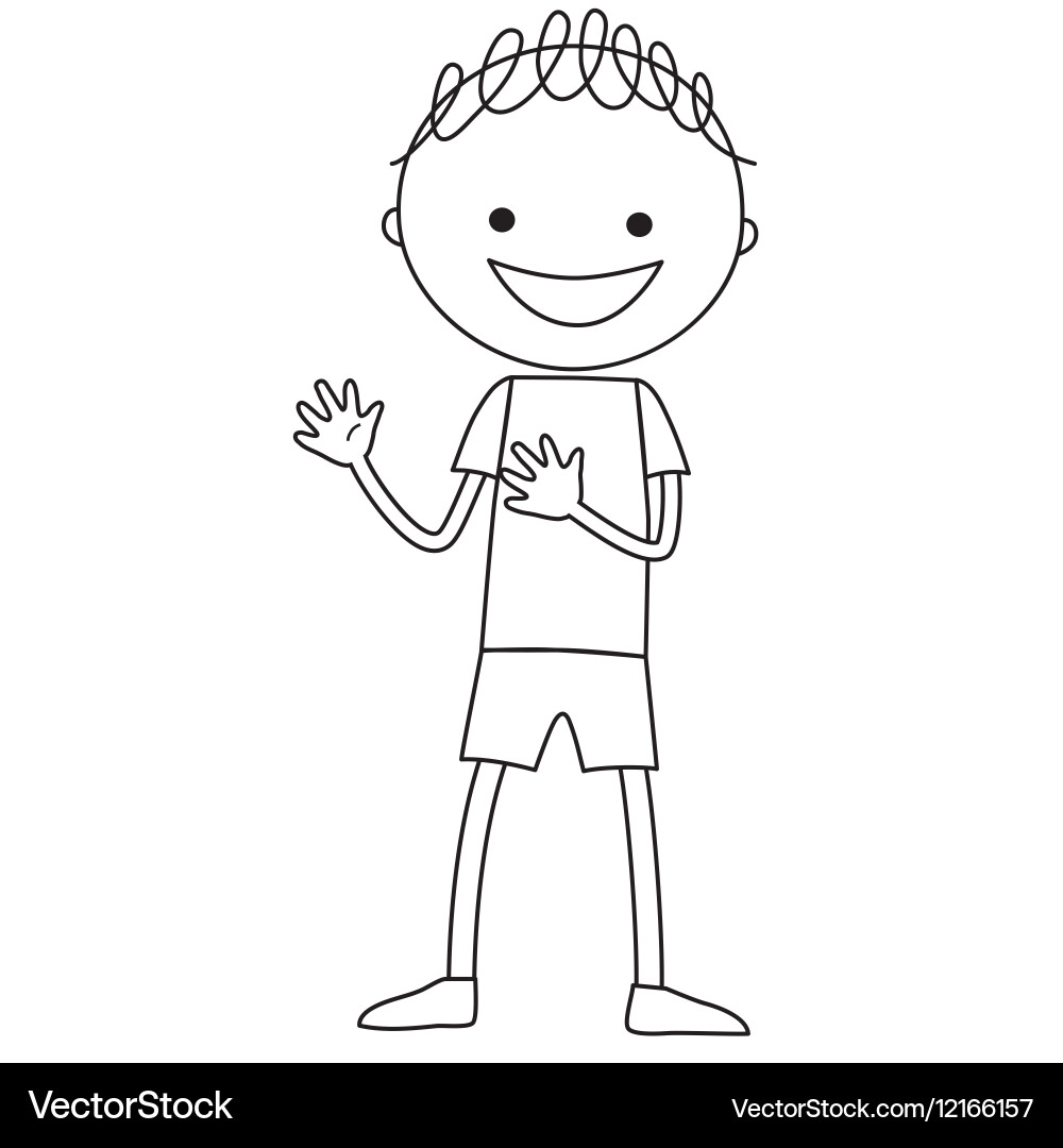 Boy Standing Clip Art Black And White