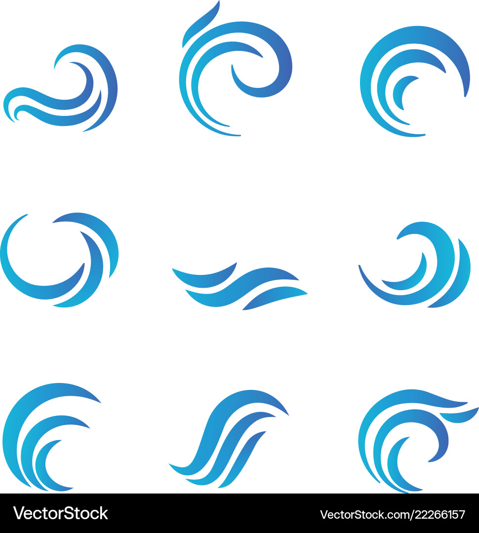 Wave emblems ocean water abstract isolated Vector Image