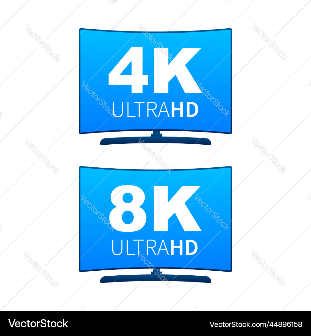 4k and 8k ultra hd label high technology led Vector Image