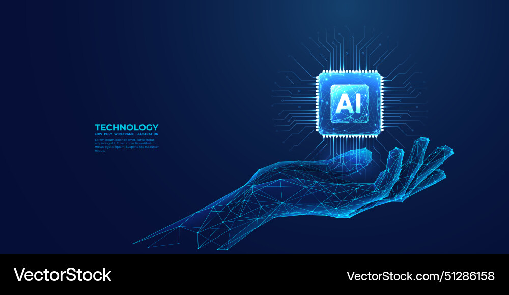 Ai chip in abstract digital hand artificial Vector Image