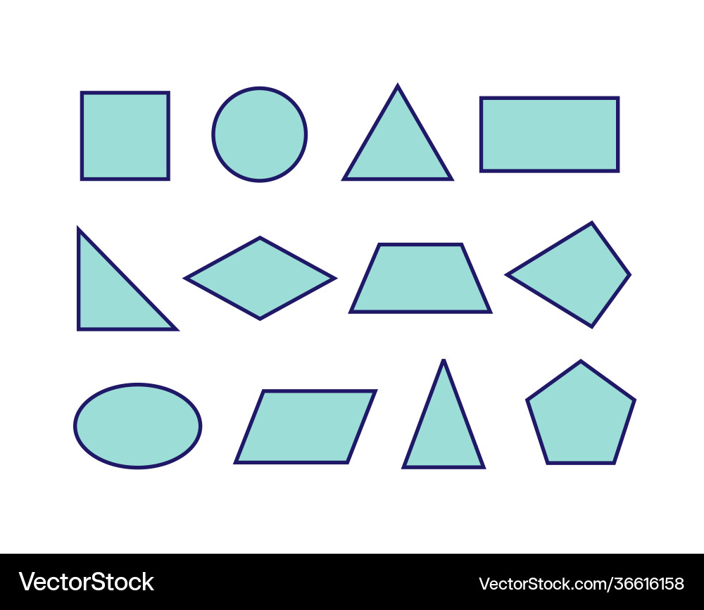 Basic 2d shape set geometric shapes Royalty Free Vector