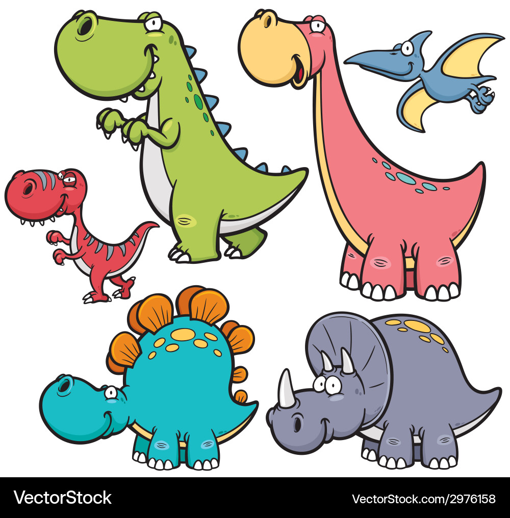 Cute Cartoon Dinosaurs Royalty Free Vector Image