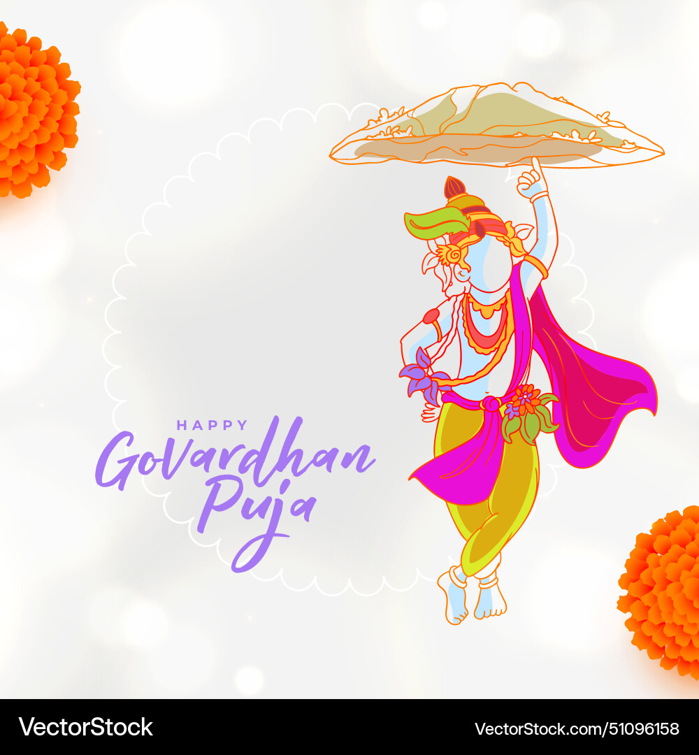 Hindu religious govardhan puja background Vector Image