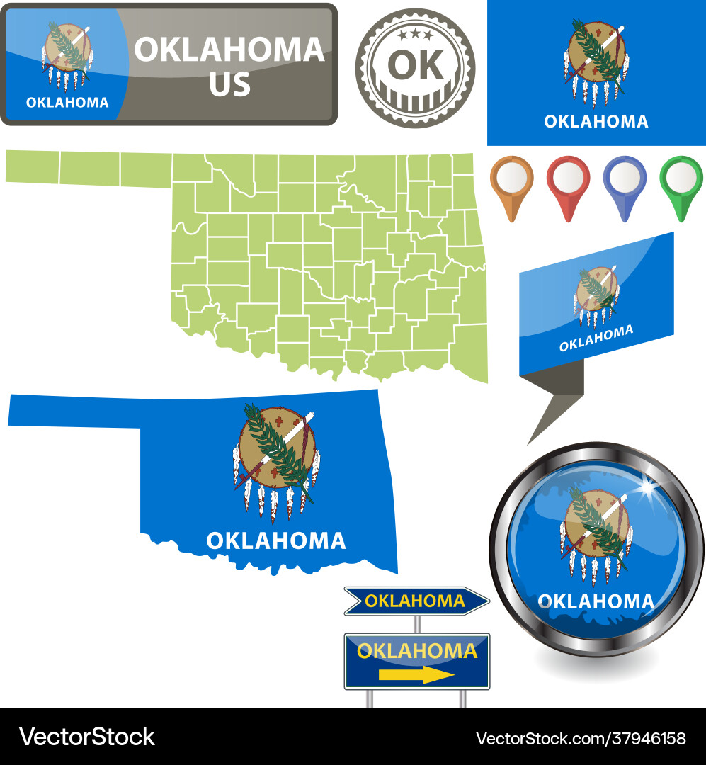 Map oklahoma us Royalty Free Vector Image - VectorStock