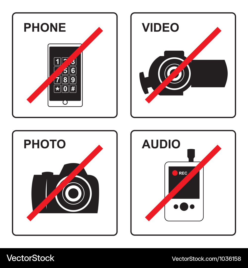 No recording signs Royalty Free Vector Image - VectorStock