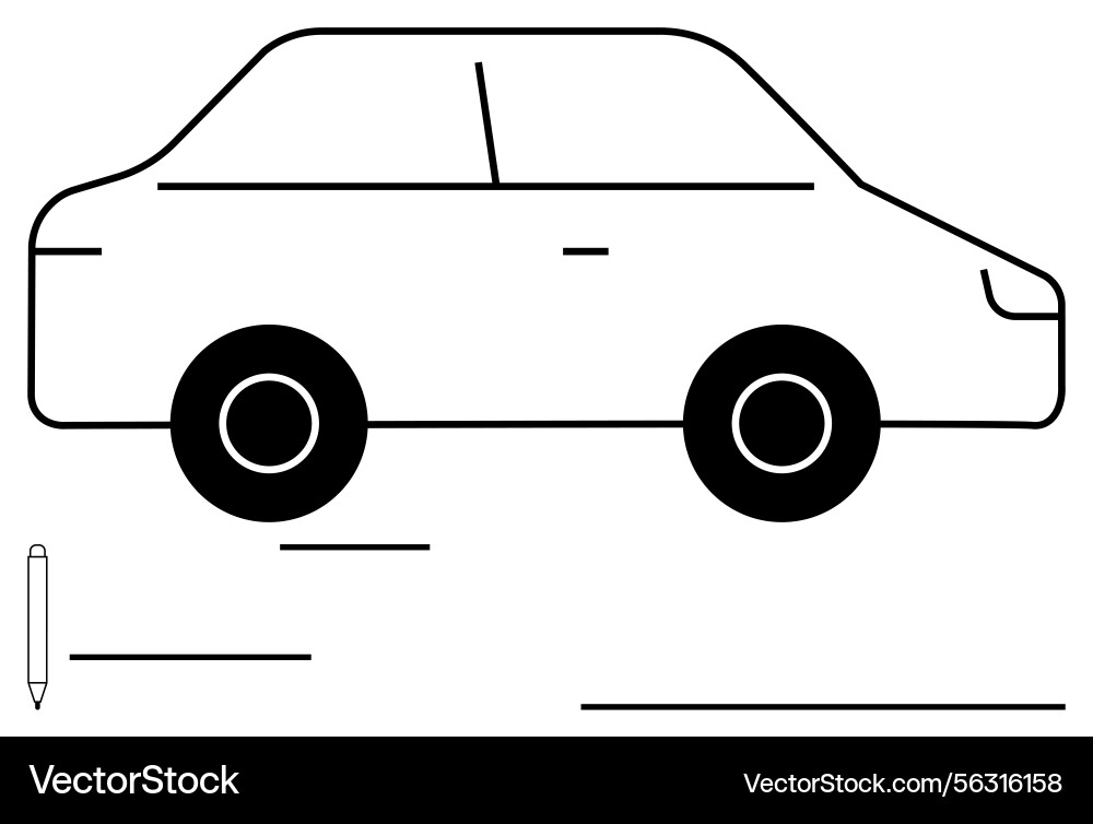 Simple Car Line Art Sketch Royalty Free Vector Image