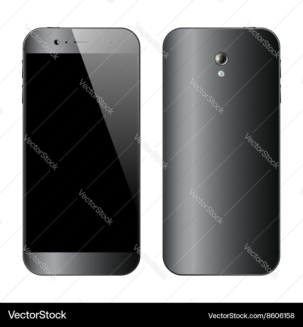 Smartphones front back view Royalty Free Vector Image