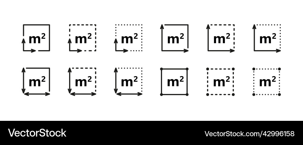 Square meter icon m2 sign flat area in Royalty Free Vector