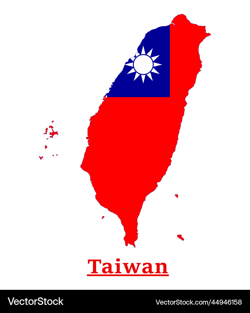 Taiwan national flag map design Royalty Free Vector Image