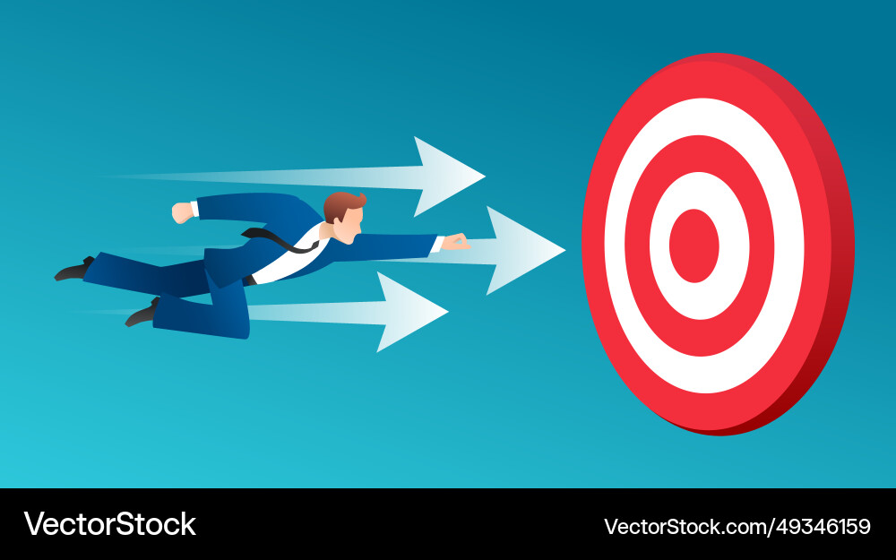 Businessman fly to target Royalty Free Vector Image