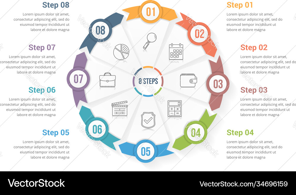 Circle arrows with eight elements Royalty Free Vector Image