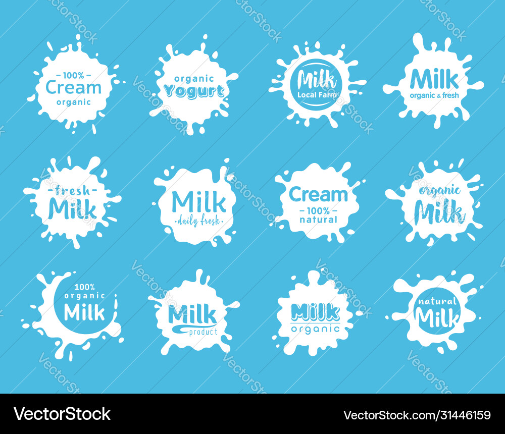 Dairy and milk product logos Royalty Free Vector Image