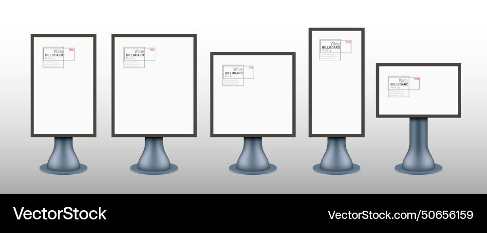 Different sizes of blank white billboard mockup Vector Image
