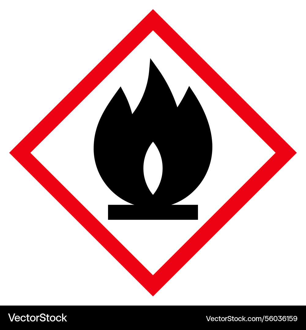 Flammable material warning sign indicating Vector Image
