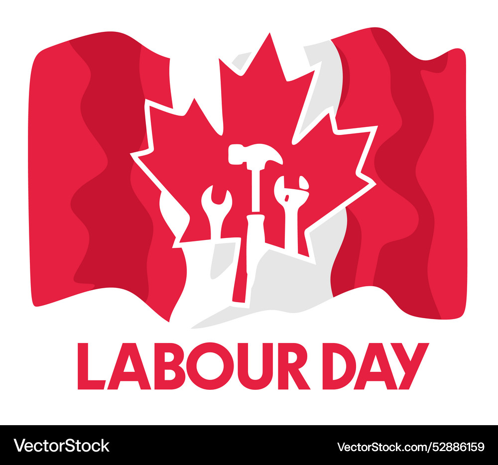 Happy canadian labor day with canada leaf Vector Image
