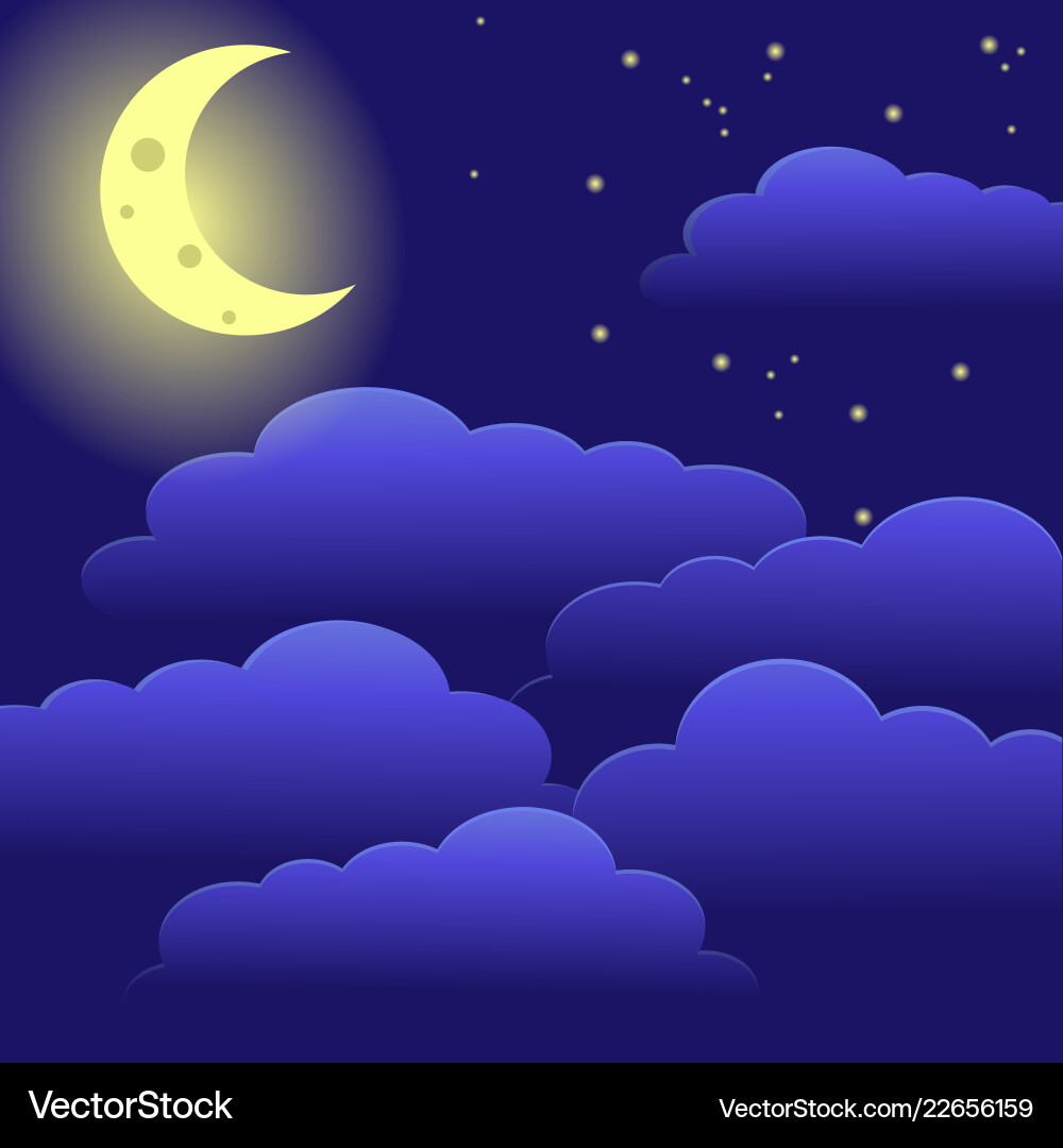 Night sky moon and clouds Royalty Free Vector Image