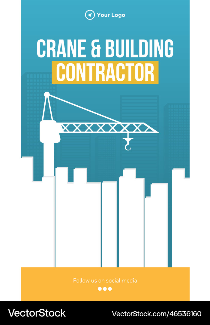 Crane and building contractor portrait template Vector Image