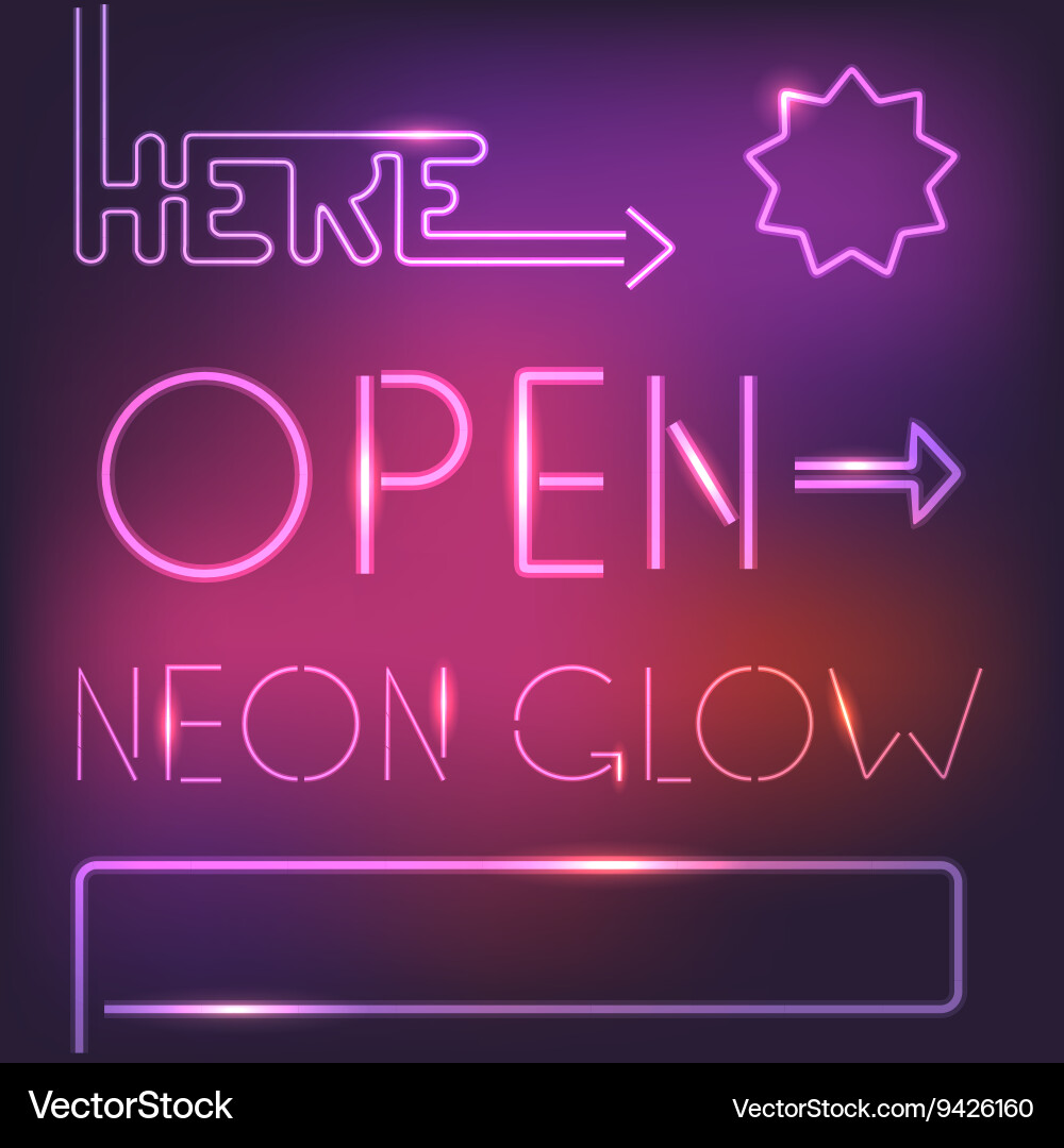 Glowing neon elements Royalty Free Vector Image
