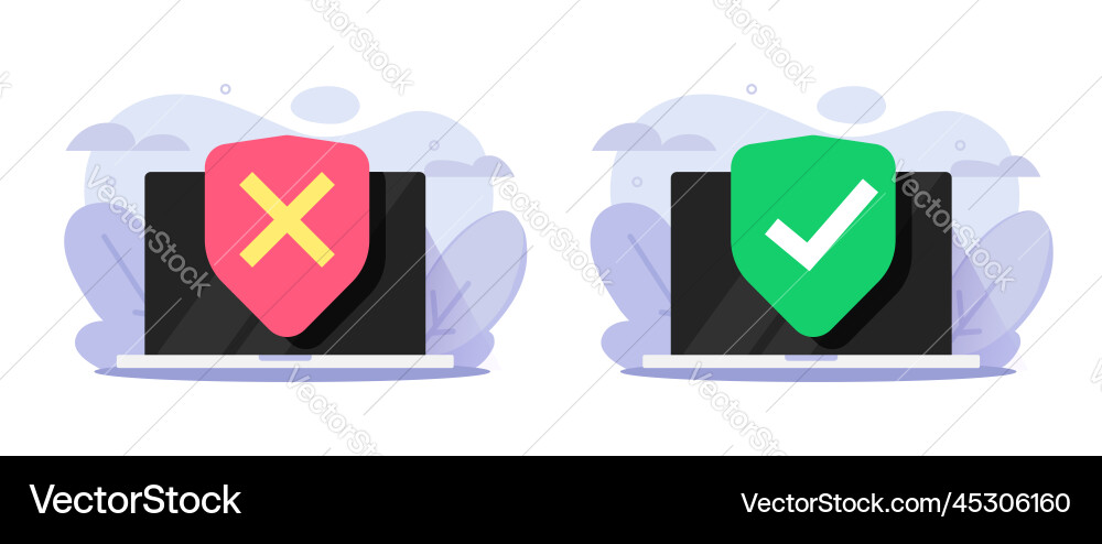 Secure online policy status icon on laptop Vector Image