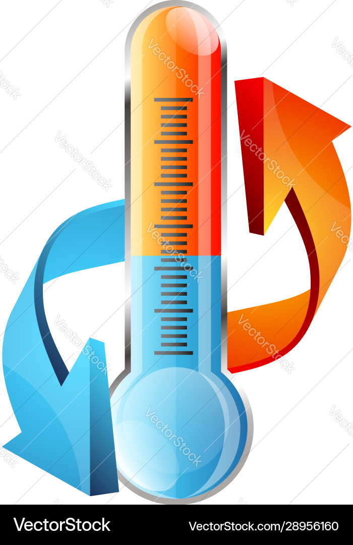 Thermometer and arrows heating air Royalty Free Vector Image