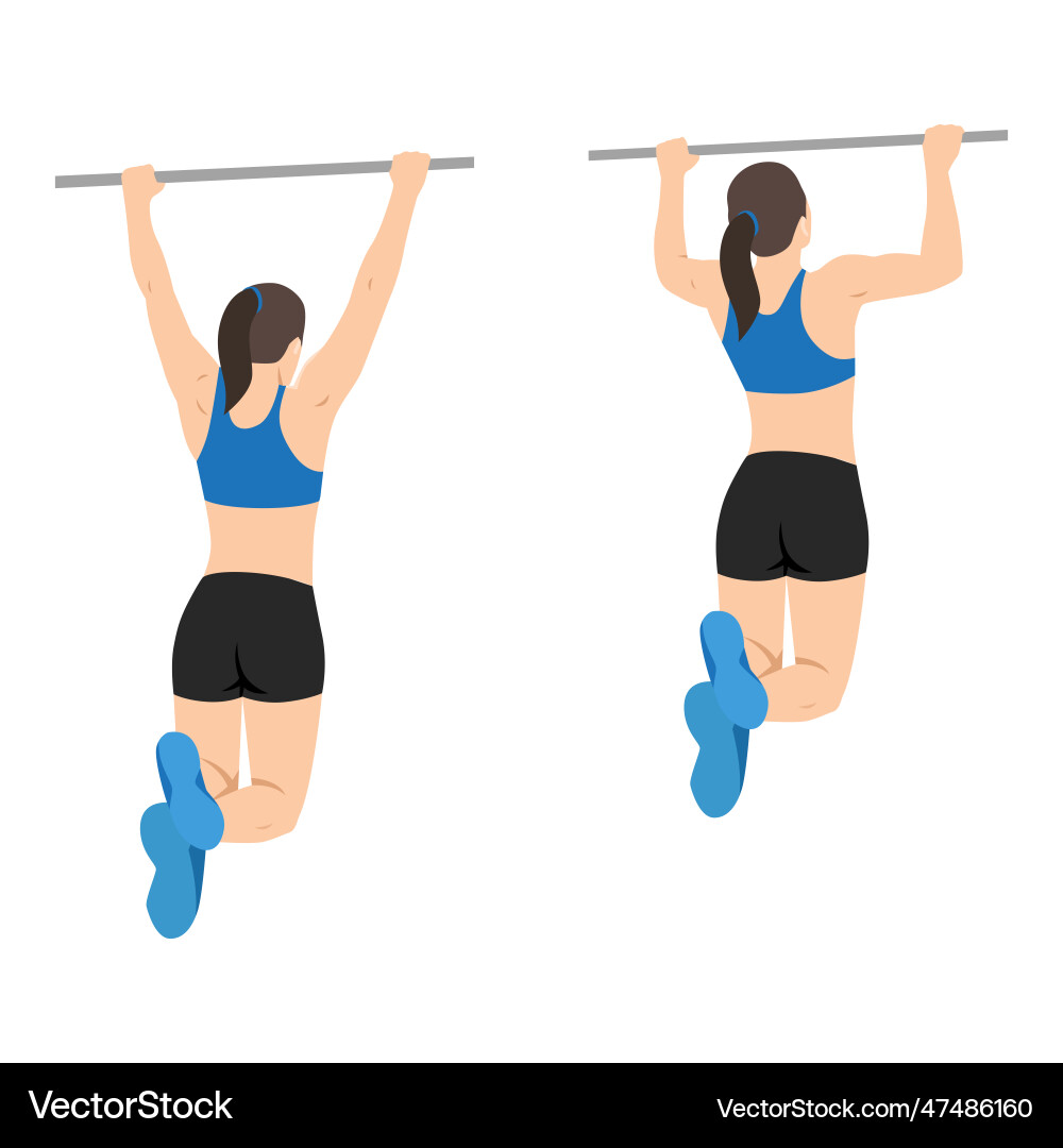 Woman doing pull up exercise Royalty Free Vector Image