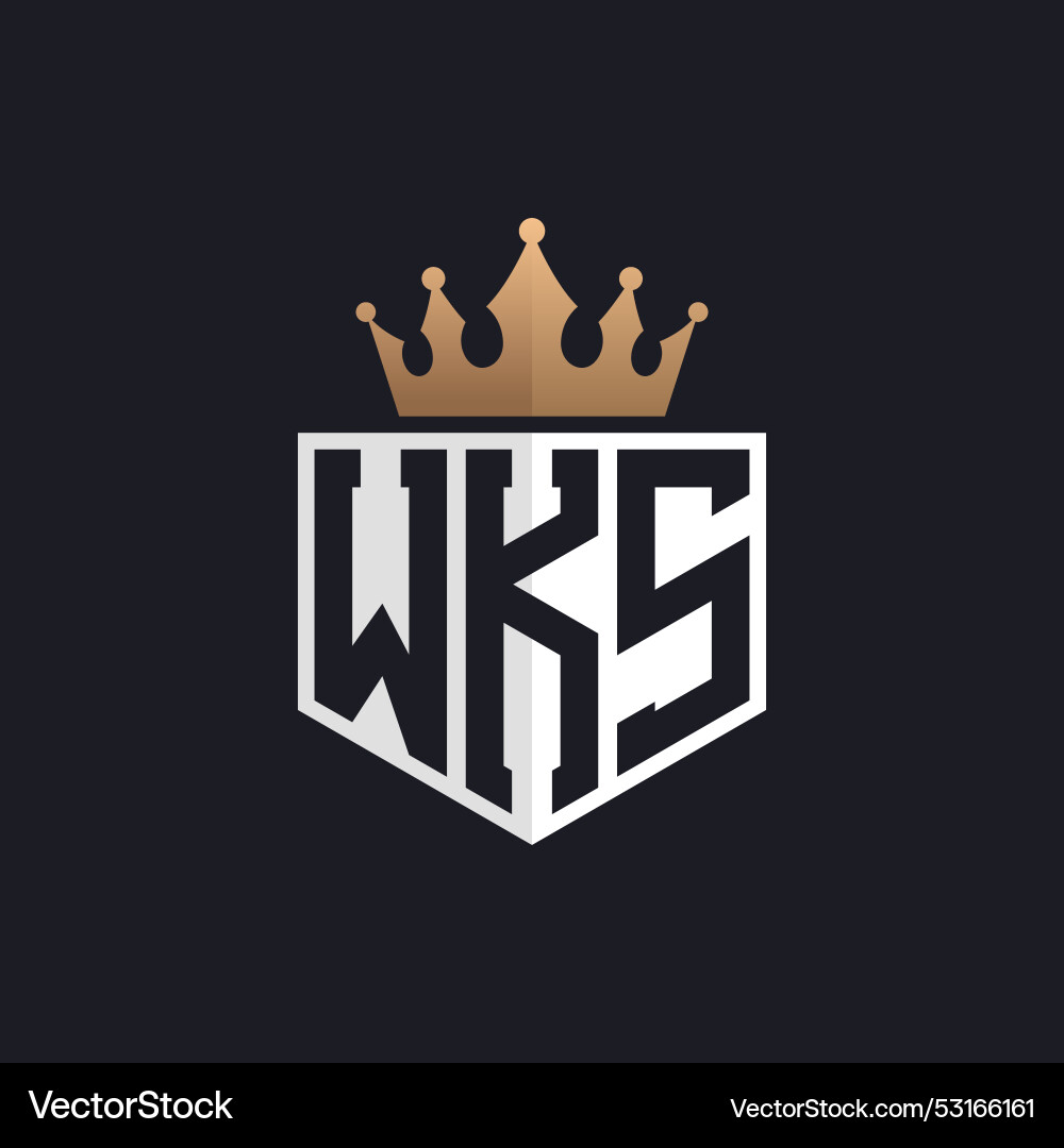 Luxury wks logo with crown elegant initials Vector Image