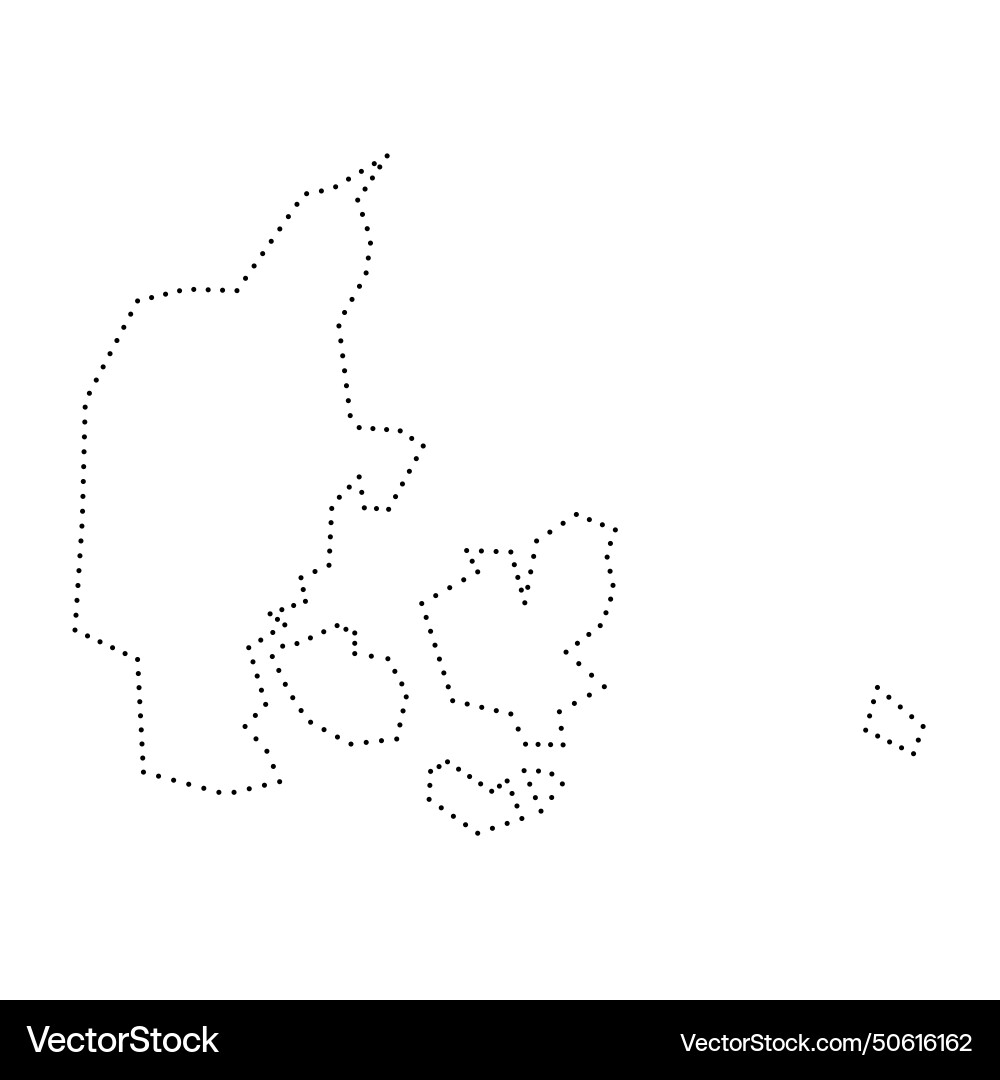 Denmark dotted outline map Royalty Free Vector Image