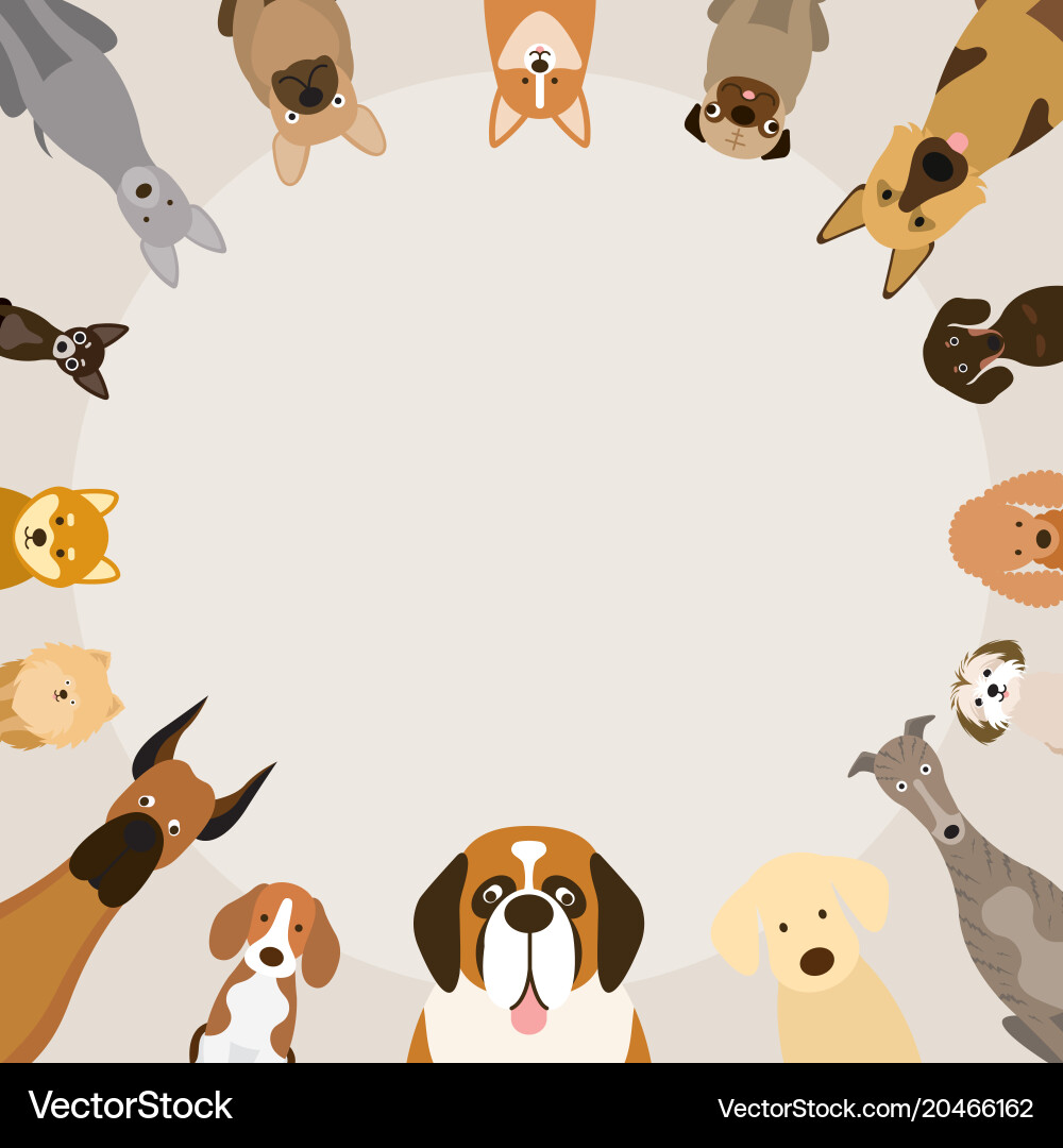 Dog breeds round frame Royalty Free Vector Image