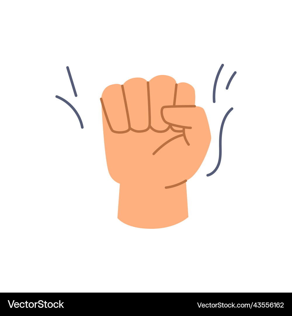 Hand gesture fist risen up fight symbol Royalty Free Vector