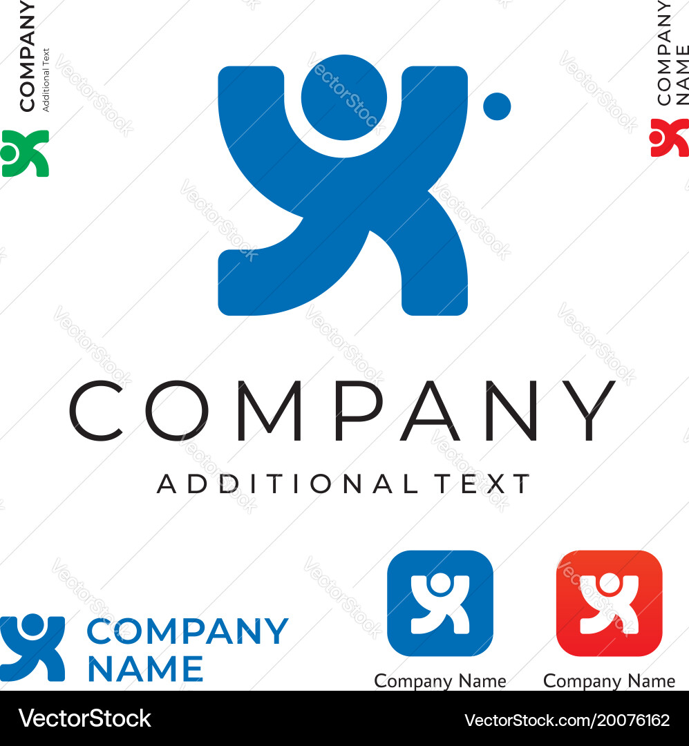 Human with hands up logo modern identity Vector Image