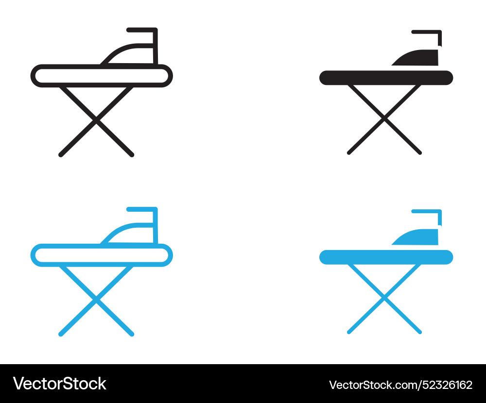 Ironing table icon black and white outline sign Vector Image