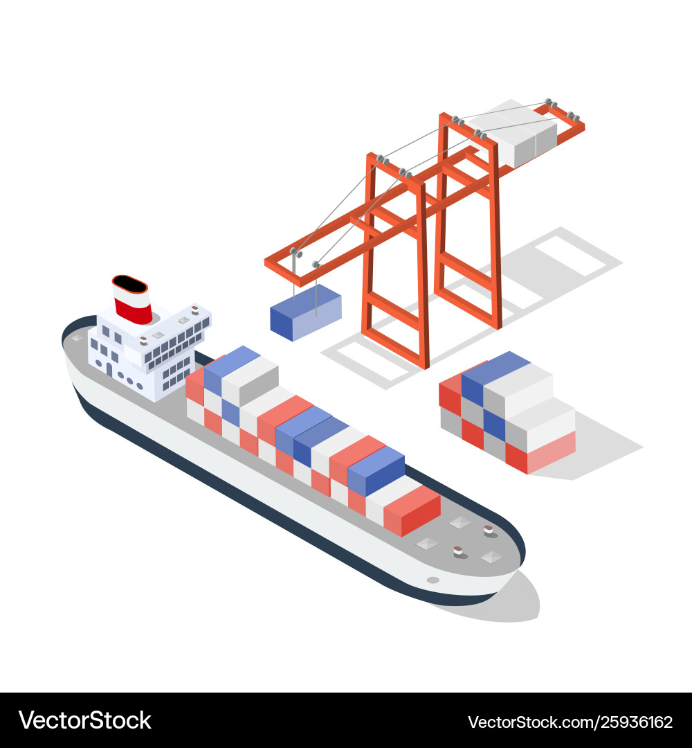 Isometric ship cargo Royalty Free Vector Image