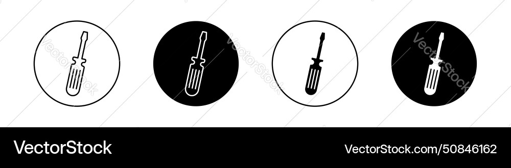 Screwdriver icon set screw tool automotive symbol Vector Image
