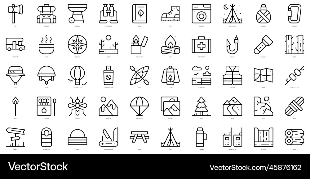 Set of thin line adventure icons Royalty Free Vector Image