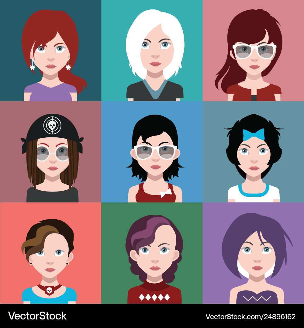 Set people avatars with backgrounds Royalty Free Vector