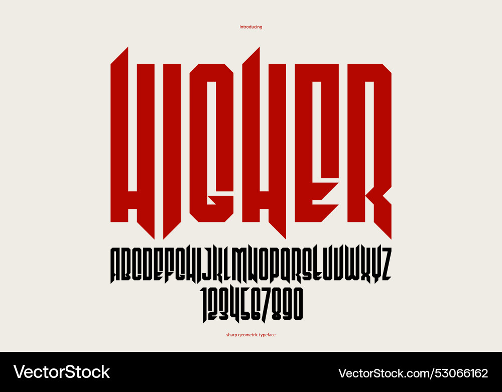 Sharp and bold display condensed font for logos Vector Image