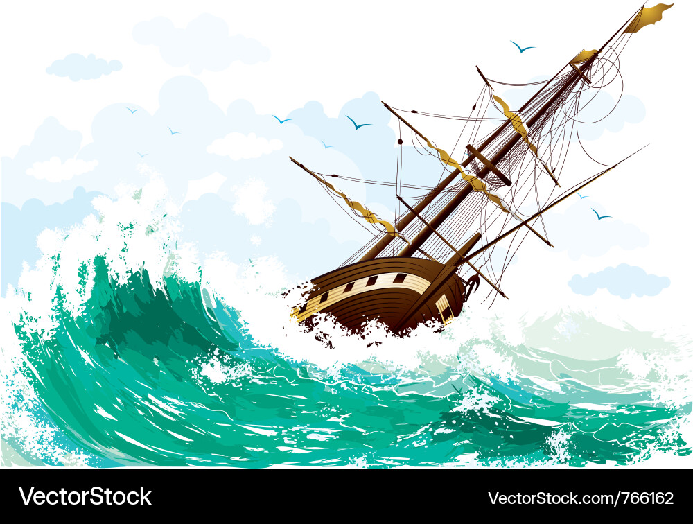 Ship at sea Royalty Free Vector Image - VectorStock