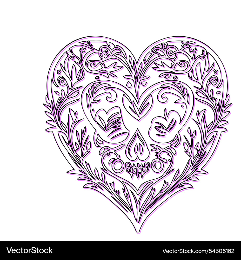 Sugar skull heart with floral design Royalty Free Vector
