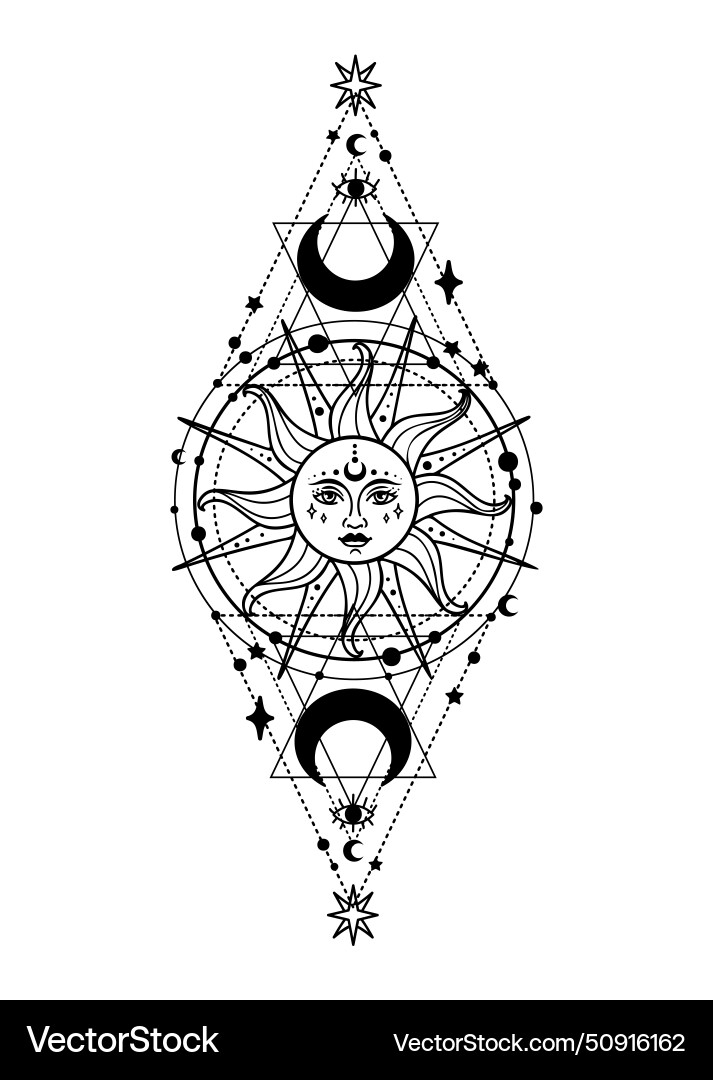 Sun sacred geometry magic Royalty Free Vector Image