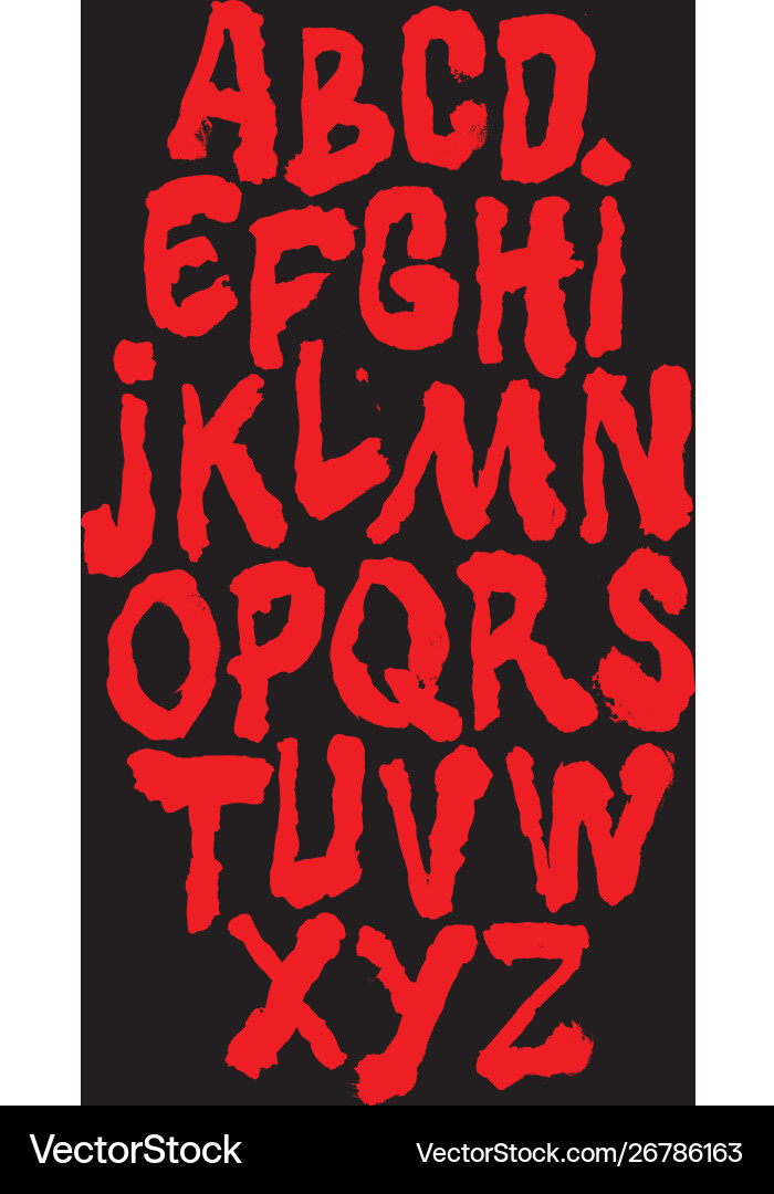 Brush Calligraphy Horror Font Royalty Free Vector Image