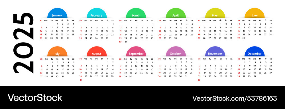 Calendar for 2025 isolated on a white background Vector Image