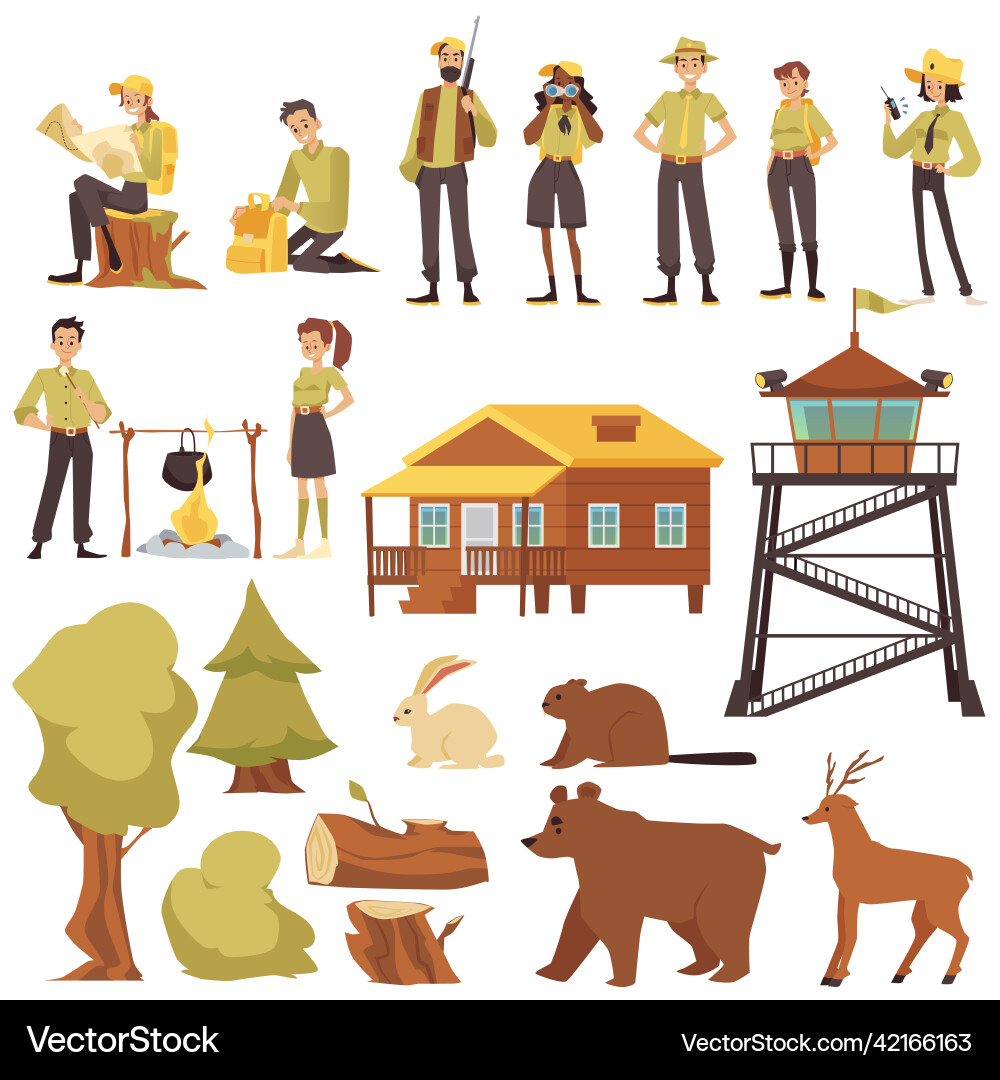 Forest Rangers and Park Guards Royalty Free Vector Image