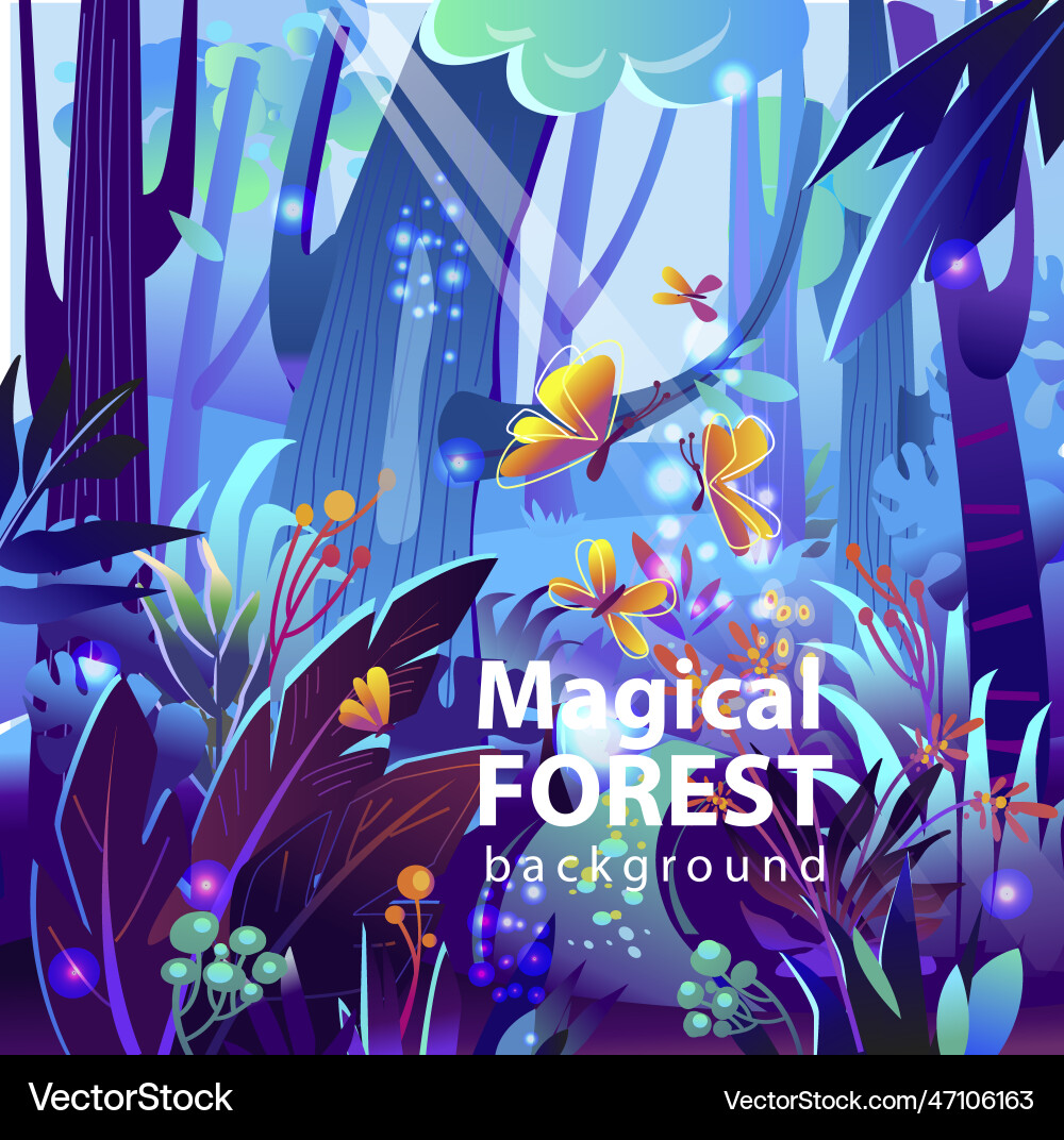 Magical forest fairy tale background Royalty Free Vector