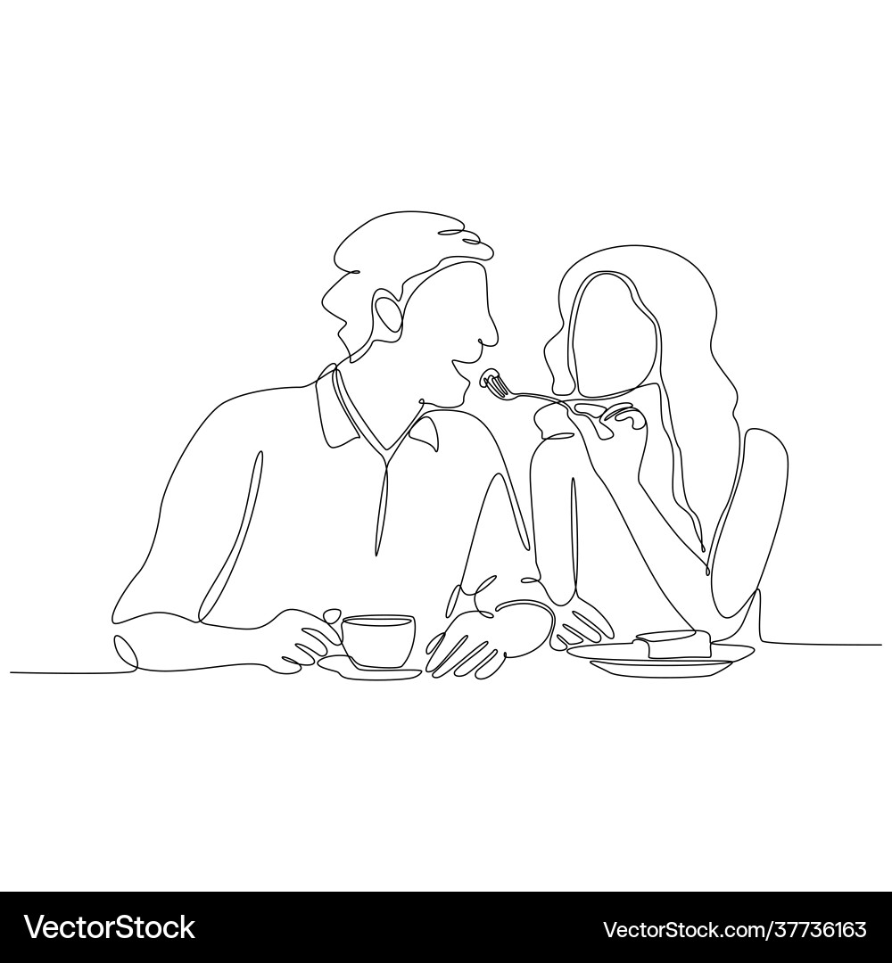 Romantic couple continuous lines Royalty Free Vector Image