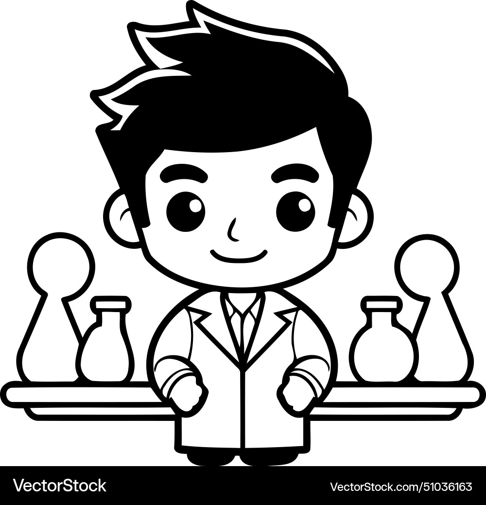 Scientist man in lab coat holding test tubes Vector Image