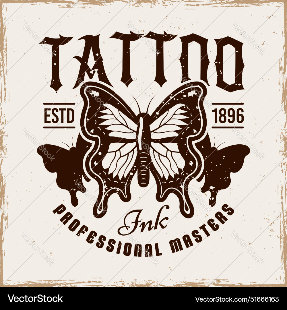Tattoo studio emblem in vintage style on Vector Image